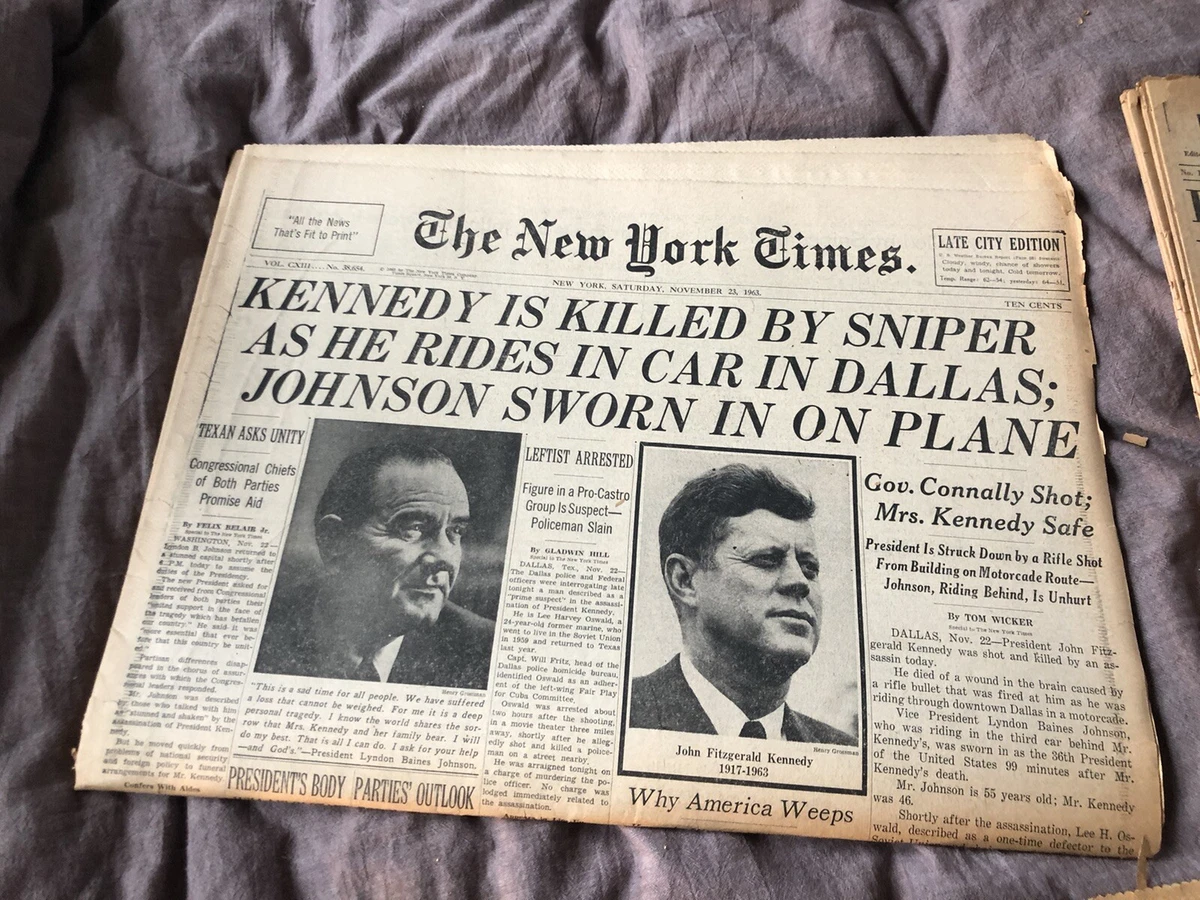 John F Kennedy Assassination Newspaper