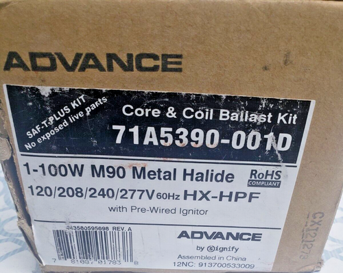 ADVANCE BALLAST KIT 71A5390-001D, 1-100W M90 METAL HALIDE, 120/208/240 ...