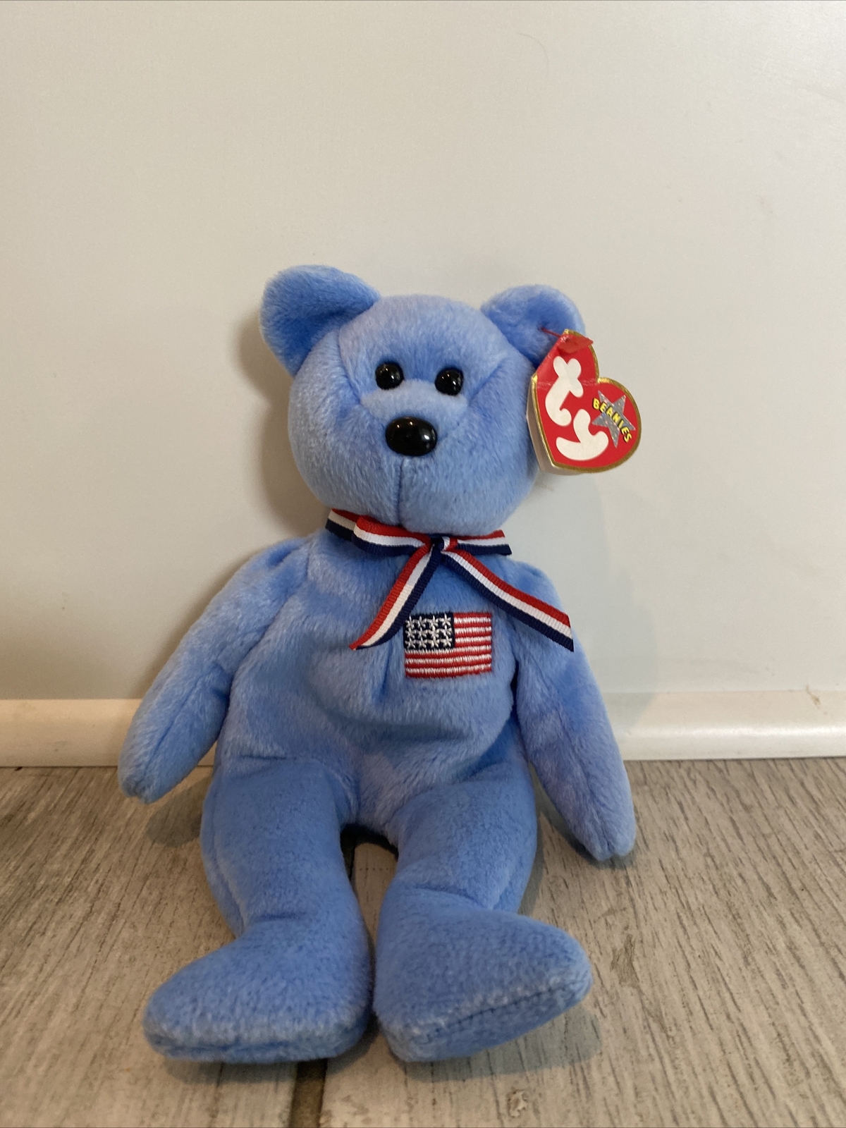 Ty AMERICA Blue Beanie Baby Babies 911 Bear USA Patriotic Flag 2001 ...