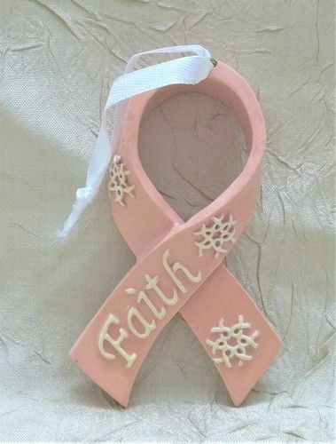 Faith Pink Ribbon Christmas Ornament Support Breast Cancer Research New ...