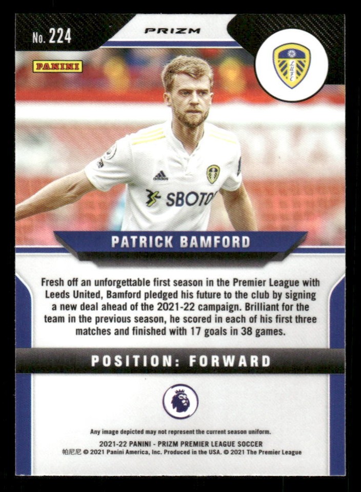 2021-22 Panini Prizm Premier League Patrick Bamford Prizms Pink Ice ...