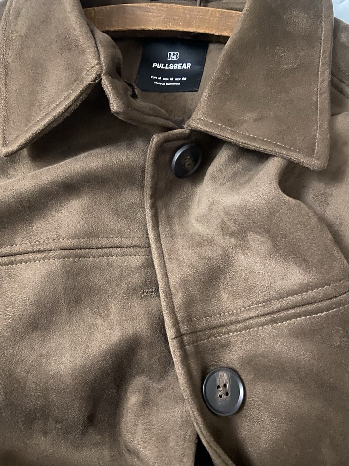 Pull and Bear Leather Effect Jacket Chocolate Size M | eBay UK