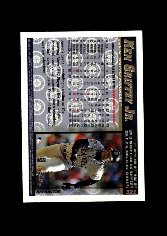 1998 Topps Chrome Refractor: #321 Ken Griffey Jr. NM-MT OR BETTER ...