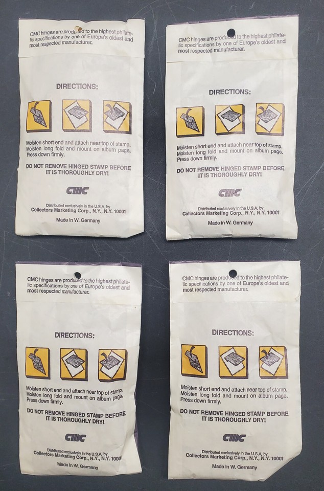 4 Unopened Packs of 1,000 CMC German Folded Stamp Hinges - 4,000 Hinges ...