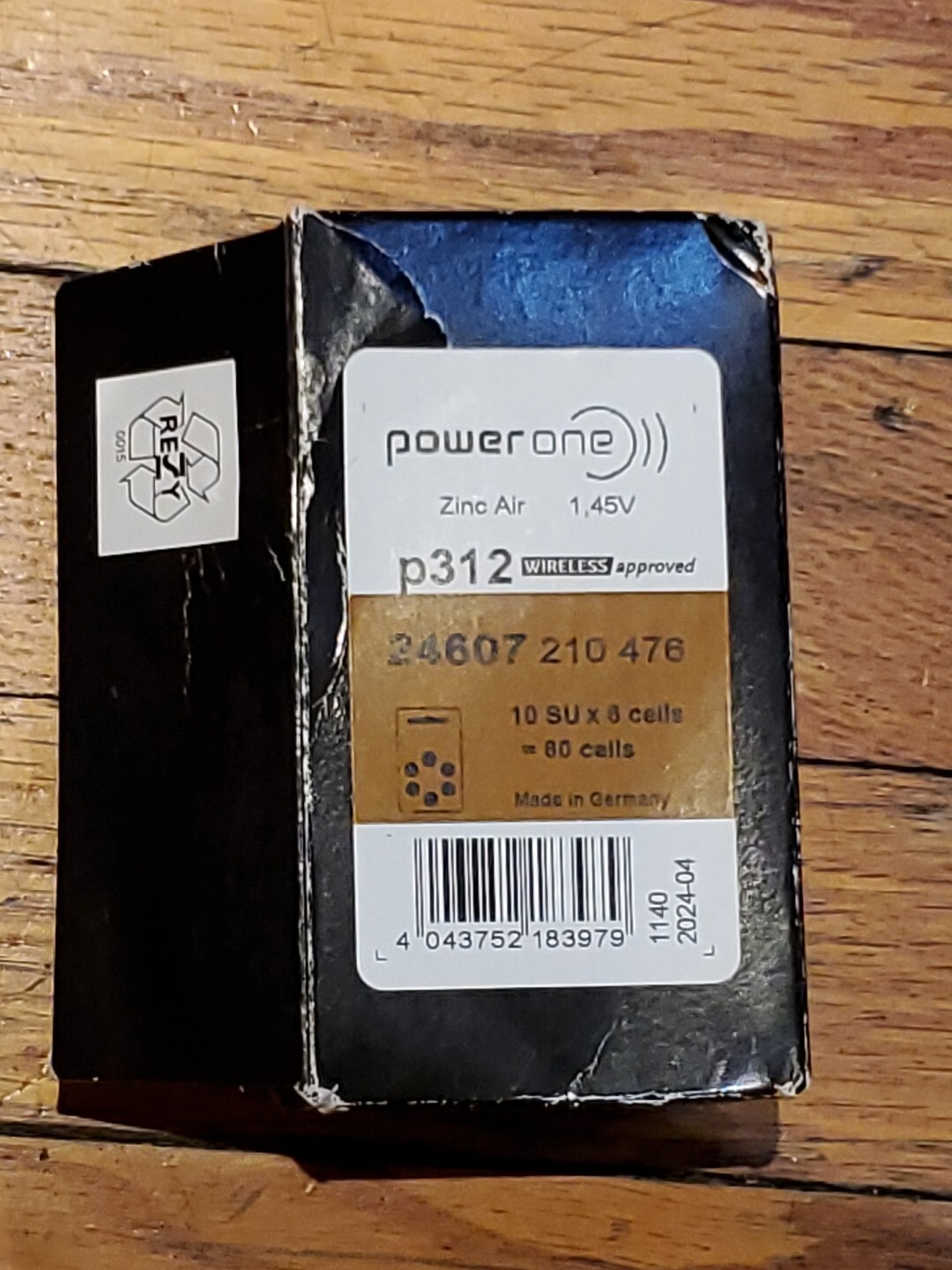 Power One Zinc Air 1,45V WIRELESS APPROVED P312 Hearing Aid Battery ...