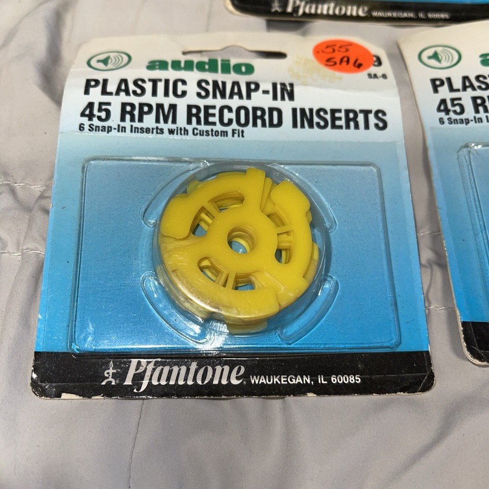 18 Vintage Yellow 45 rpm Audio Record Plastic Adapter Snap-In Inserts ...