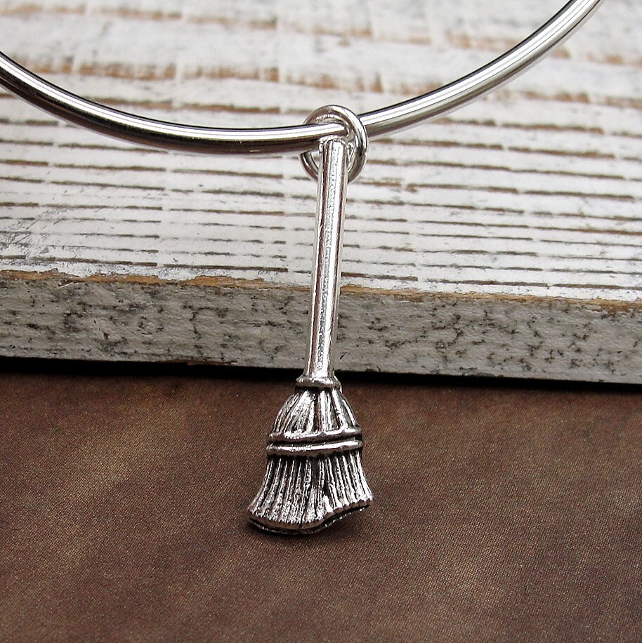 Silver Broom Charm - Witch's Broom Charm - Halloween Charm - Wicked ...