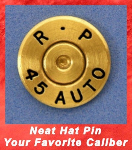 Remington Brass R-P 45 AUTO Cartridge Hat Jacket Pin Tie Tac Bullet ...
