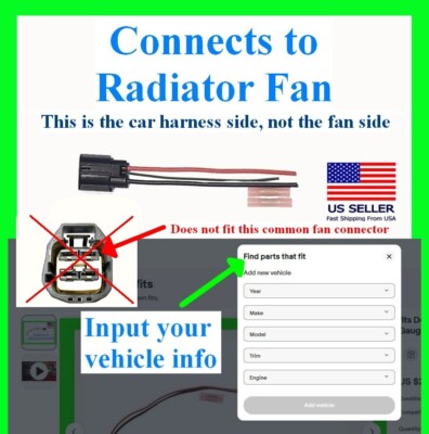 fits Ram 1500 Cooling Fan Connector Plug Wiring Harness Pigtail ...