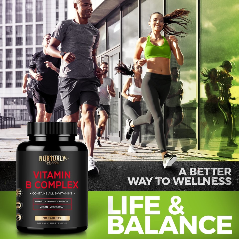 VITAMIN B COMPLEX B1 B2 B3 B5 B6 B7 B9 B12 Biotin Immunity 90ct 2 Pack ...