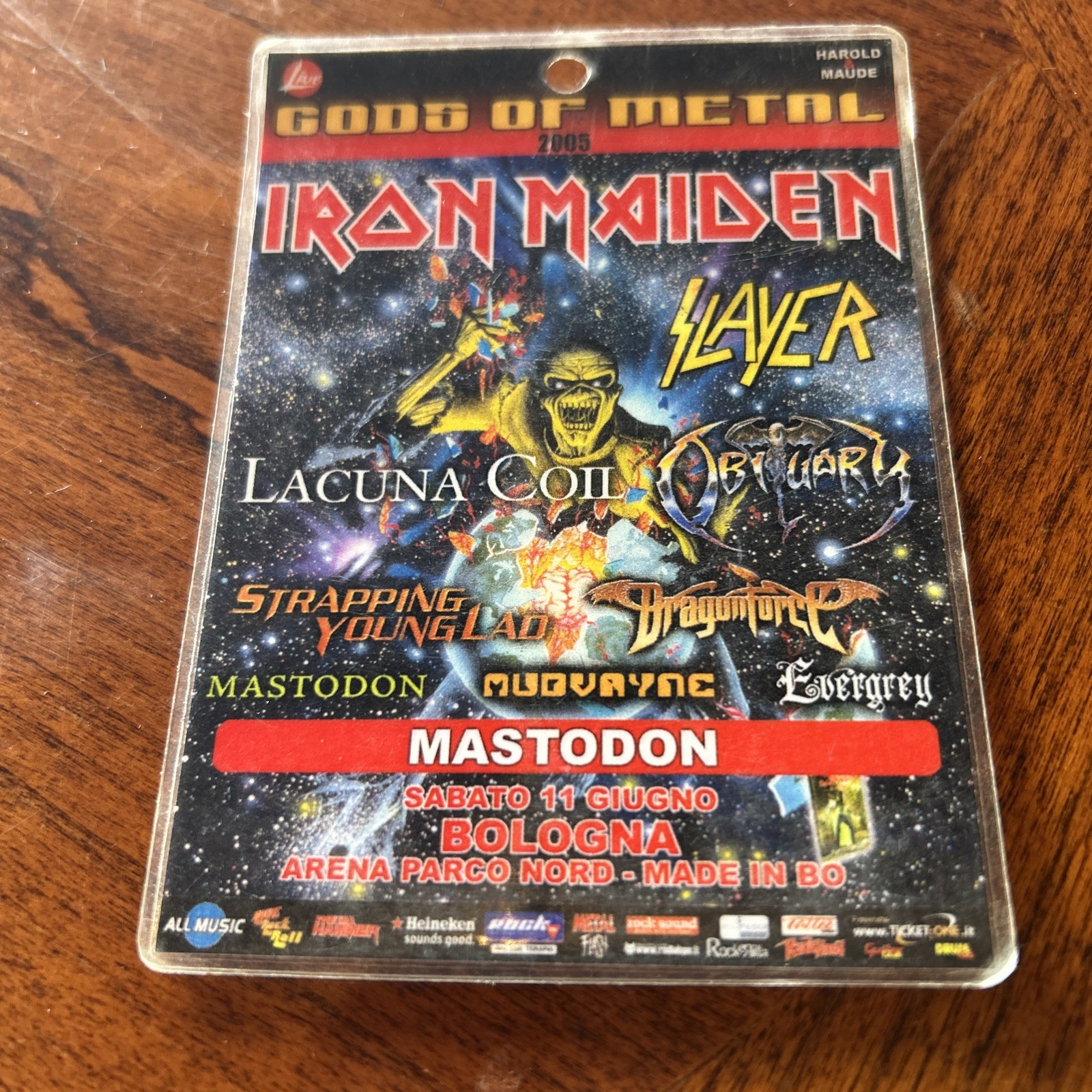 Iron Maiden Slayer Mastodon Laminated Pass | eBay