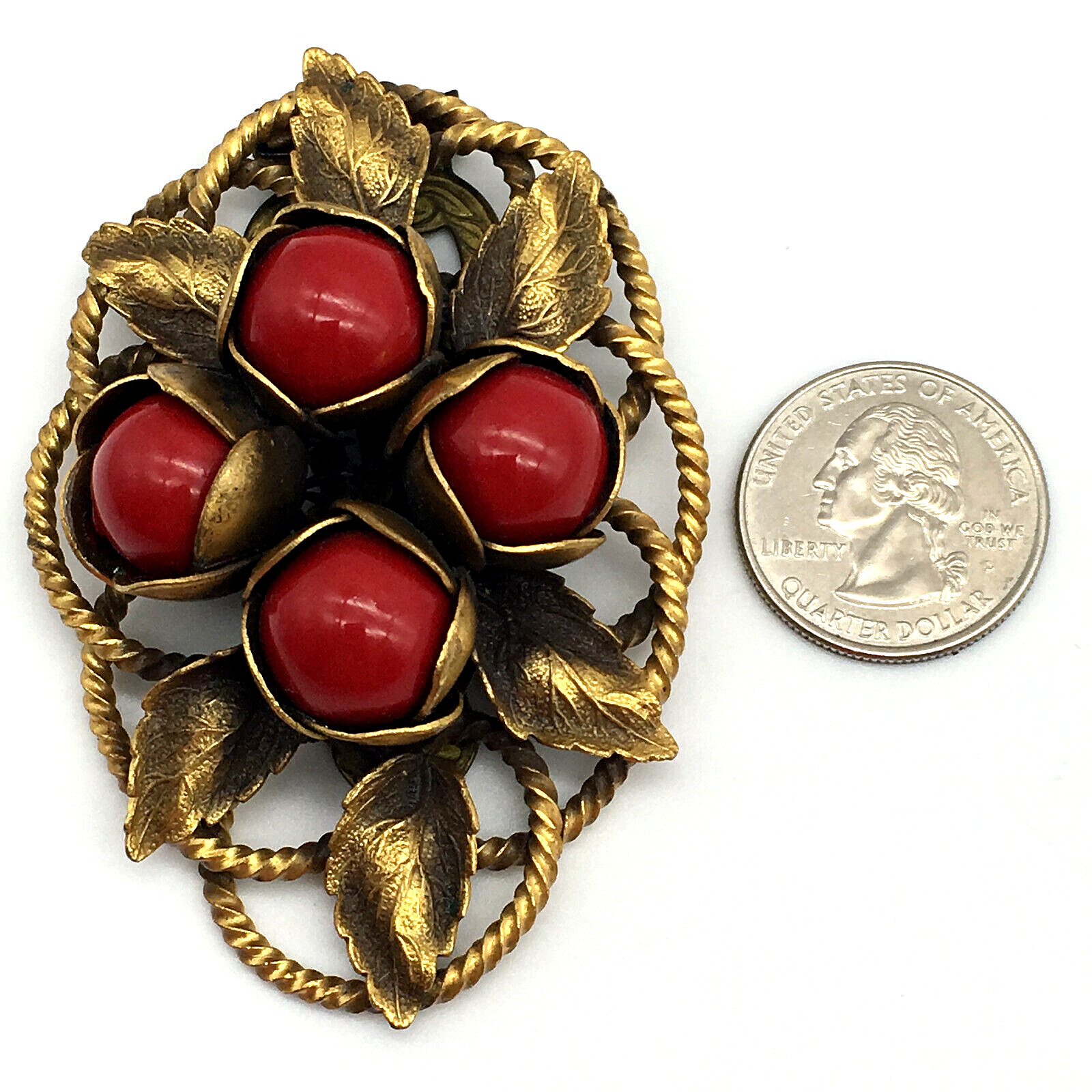 Miriam Haskell Unsigned Red Composition Balls Ornate … - Gem