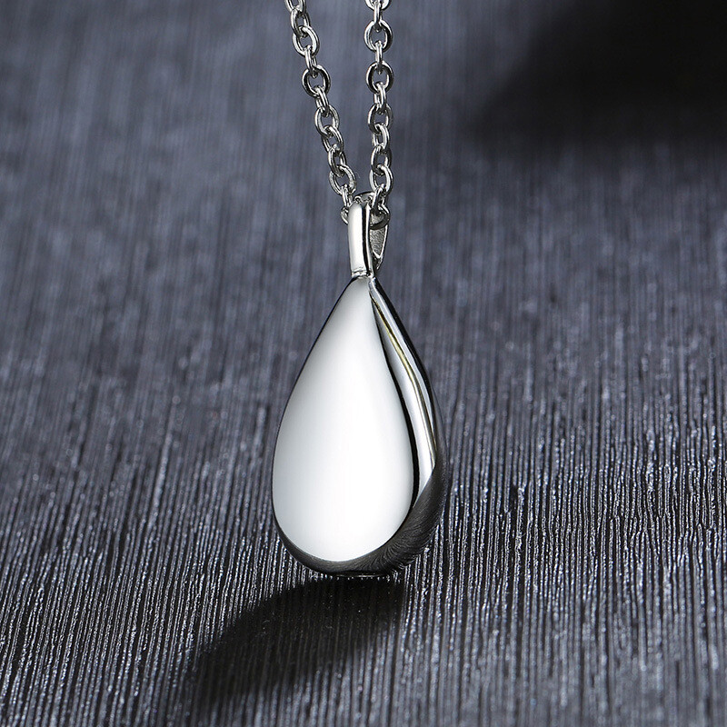 50cm Water Drop Pendant Women's Gift Stainless Steel Silver Necklace ...