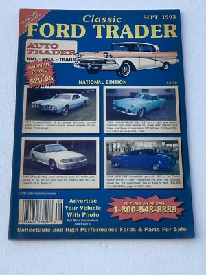 SEPT 1993 Vintage Auto Trader CLASSIC FORD TRADER Car Magazine Catalog ...