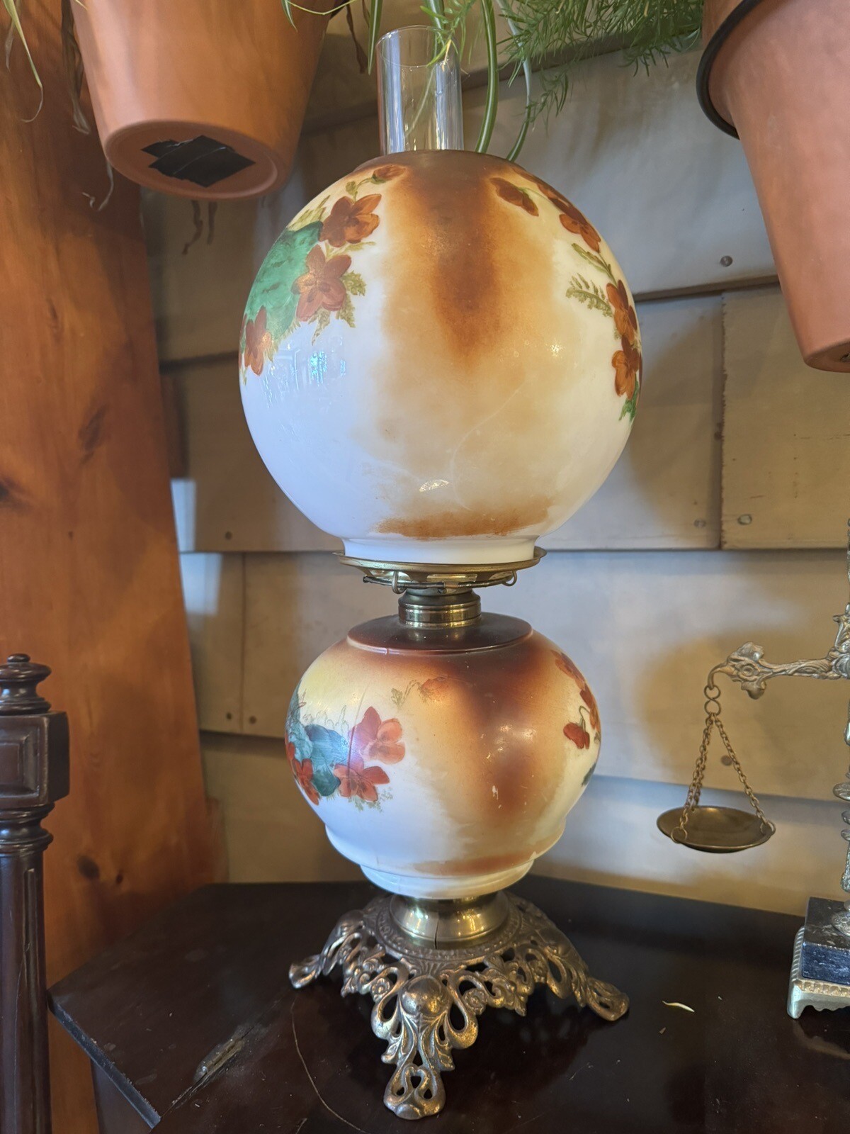 Antique Gone With The Wind Hurricane Parlor Lamp Hunting Oil | eBay