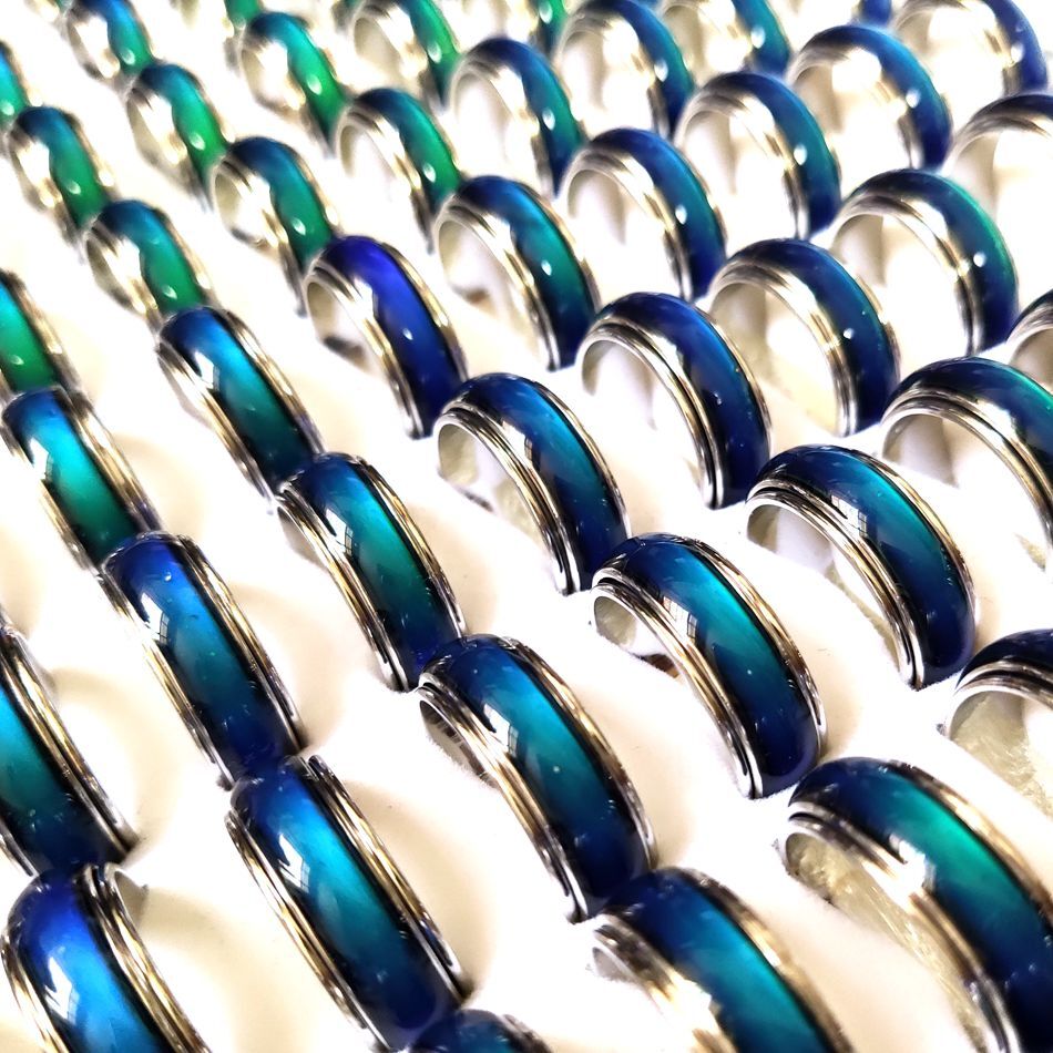 25pcs Spinner Mood Ring Emotion Feeling Changeable Temperature Change ...