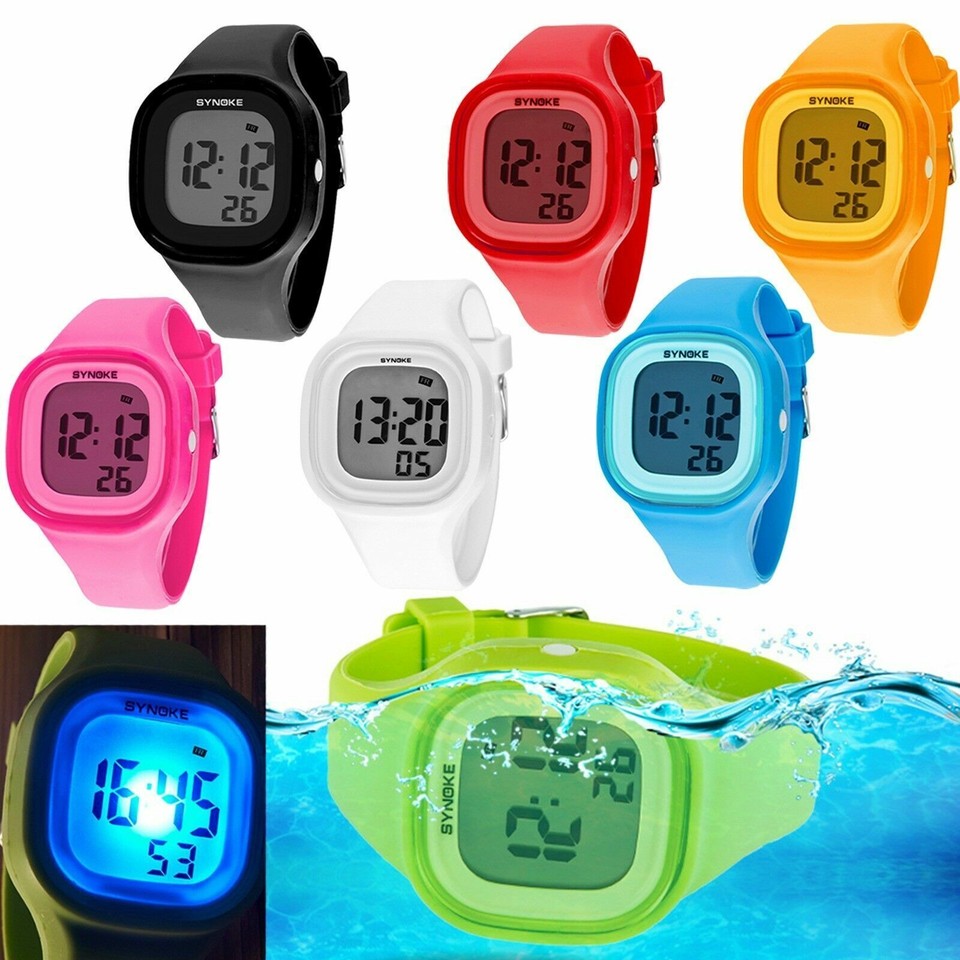 Men Women Digital Sports Watches LED Electron Waterproof Luminous ...