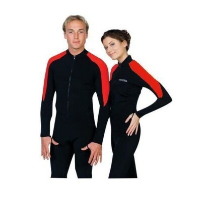 Snorkeling Scuba Dive Wetsuit SKIN Suit Black/Red Men's XS Women's MED ...