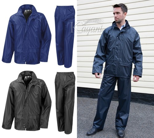 ADULT RAIN SUIT Unisex Waterproof Jacket Trouser Set Windproof Overall ...