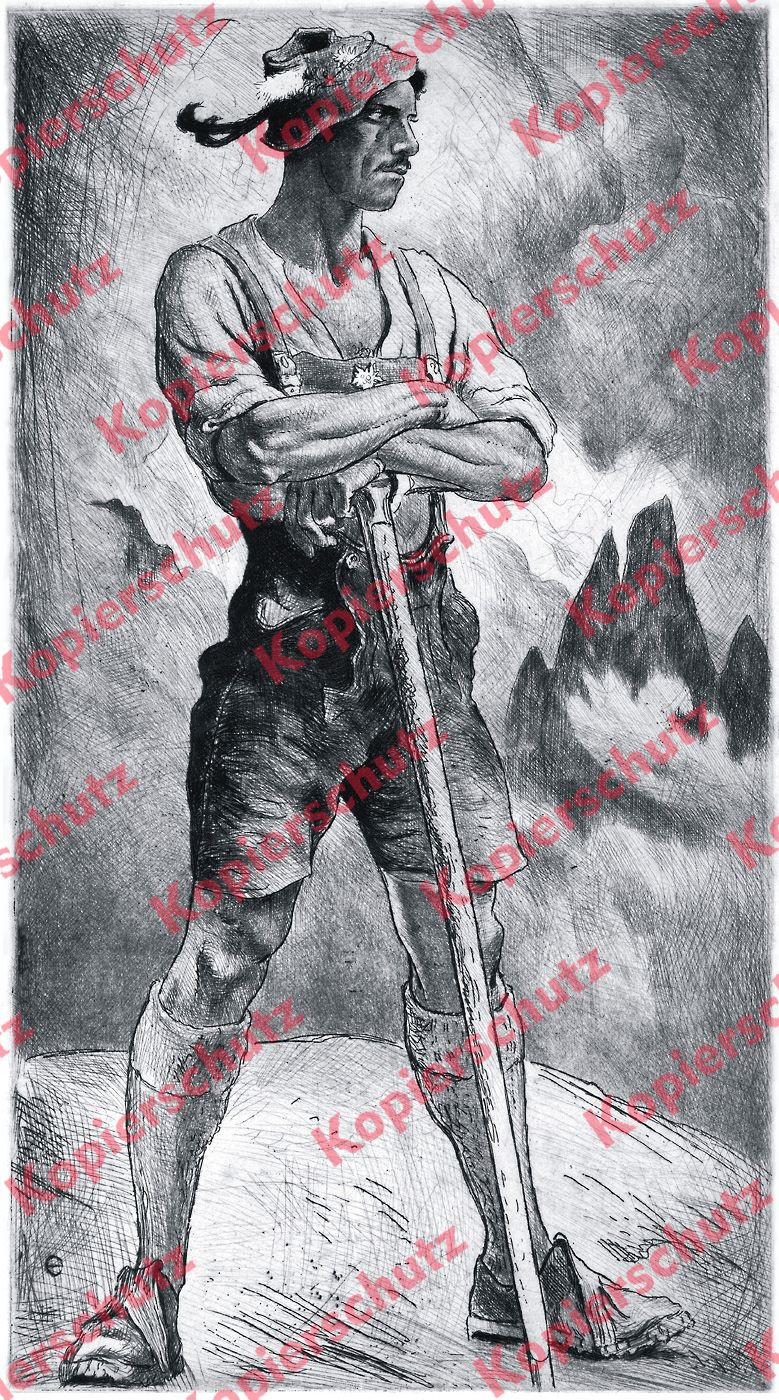 Elk Eber Garmischer Bergführer Tracht Eispickel Edelweiß Wetterstein ...