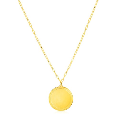 14K Yellow Gold Round Tag Necklace | eBay