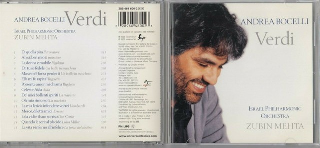 Andrea Bocelli: Verdi (CD, 2000, Philips) CLASSICAL | eBay