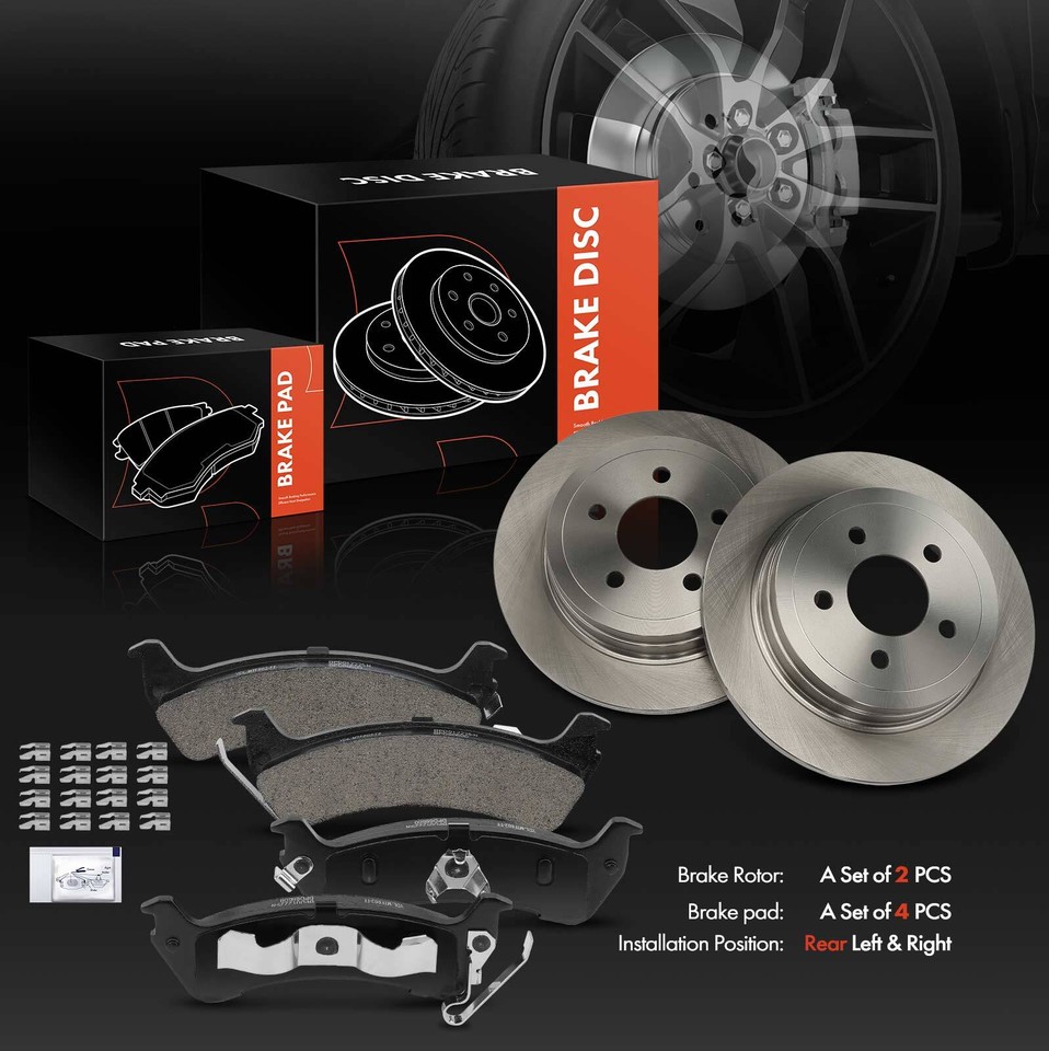 Rear Disc Brake Rotors + Ceramic Brake Pads for Ford Explorer Sport ...