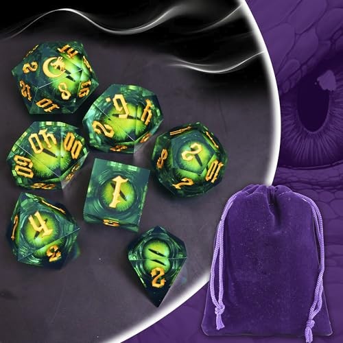 The Moon&Dragon Eye Liquid Core DND Dice Set – Unique Mystery ...