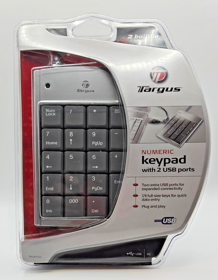 BRAND NEW Targus Numeric Keypad with 2 USB ports PAUK10 EASY PLUG ...
