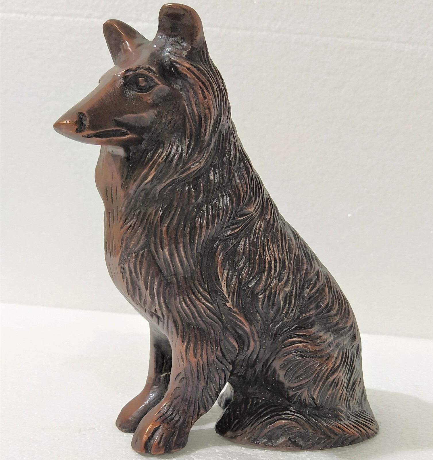 Metal Dog statue sculpture figurine COLLIE Copper Antique | eBay