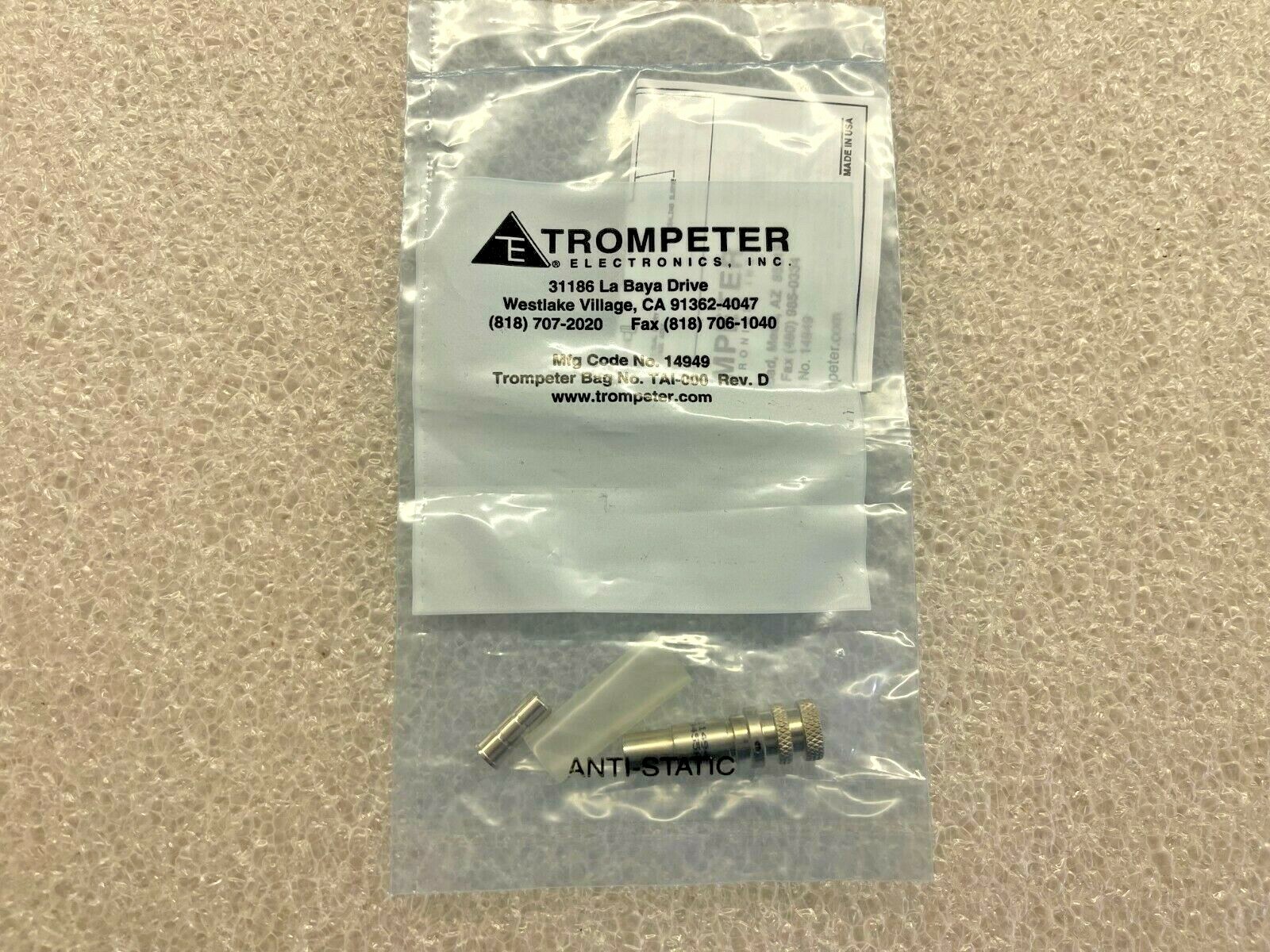 PL3455AC-201, TROMPETER, RF Twinaxial Connector Male Cable Mount, Crimp ...