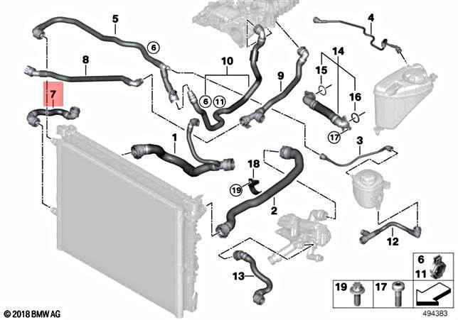 Genuine BMW G11 G12 G30 G31 G32 G38 520i 1.6 525Li Hose Radiator ...