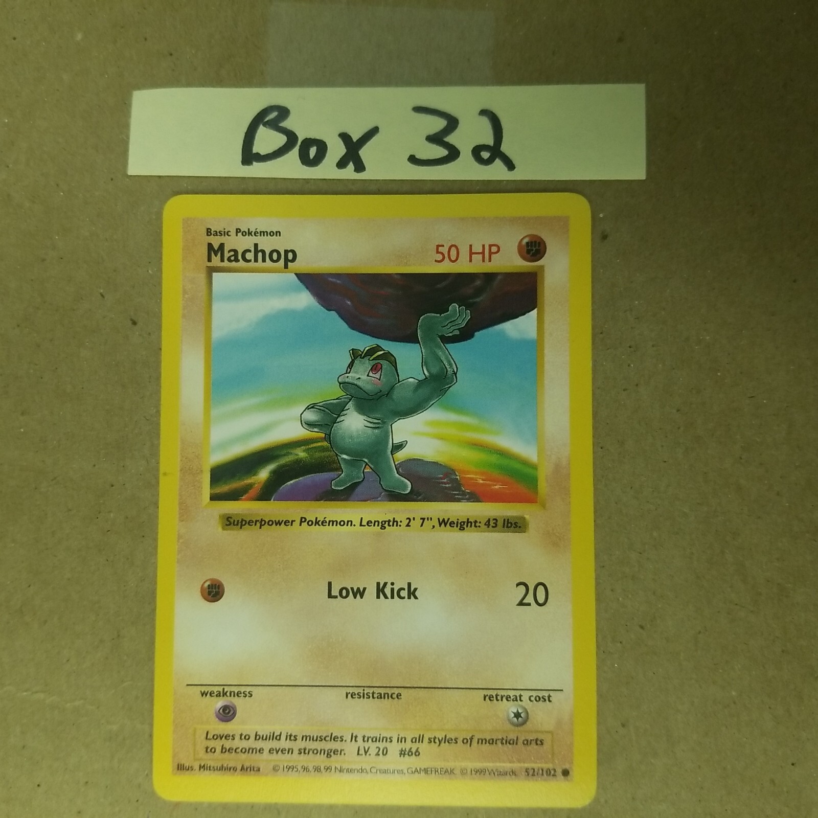MACHOP 52/102 - Base Set - SHADOWLESS - VINTAGE WOTC Pokemon Card - NM ...