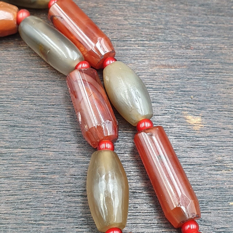Amazing Antique gray Agate African Trade Red Agate Beads necklace | eBay