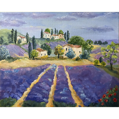 Provence landscape lavender painting French landscape painting Provence ...