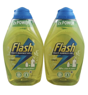 Flash Multi Surface Gel Ultra Power Concentrated Gel Lemon, 600ml x 2 ...