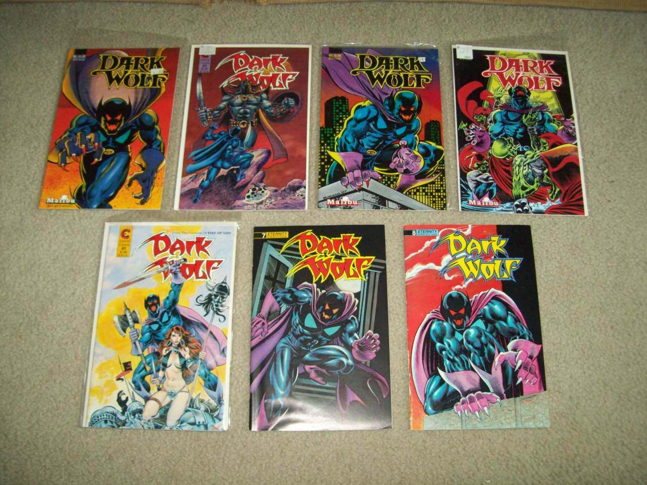7 TOTAL Dark Wolf COMIC BOOKS Eternity Comics SUPER HEROES Malibu R.A ...