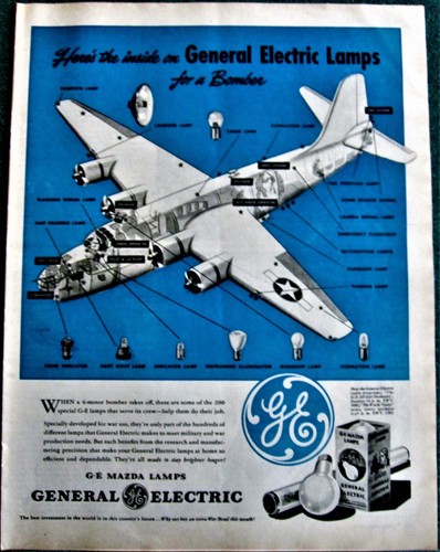 Bomber Cross Section showing Crew Assignments GE WWII Ad | eBay