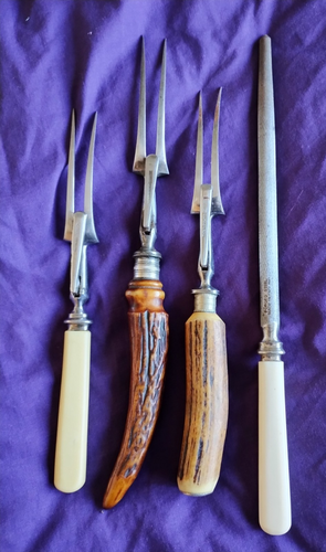 Antique Victorian Meat Carving Fork With Antler/Horn Handle | eBay UK