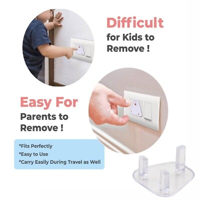 3 Pins CLEAR Socket Plug Cover Protectors Guard Baby Safety Baby ...