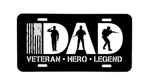 Military DAD, and Veterans. Laser Engraved Aluminum Front License Plate ...
