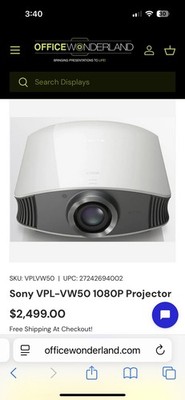 Sony VPL-VW50 SXRD 1080P High Definition Home Theater | eBay
