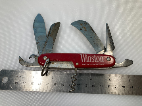 Vintage COLONIAL PROV. USA Camp Knife "Winston Cigarettes" 1960s | eBay