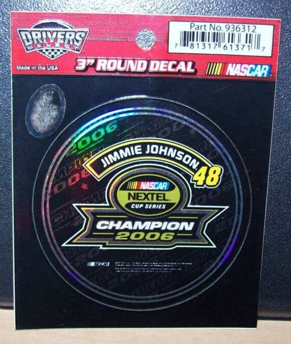 JIMMIE JOHNSON #48 2006 NASCAR CHAMPION 3" ROUND DECAL STICKER | eBay