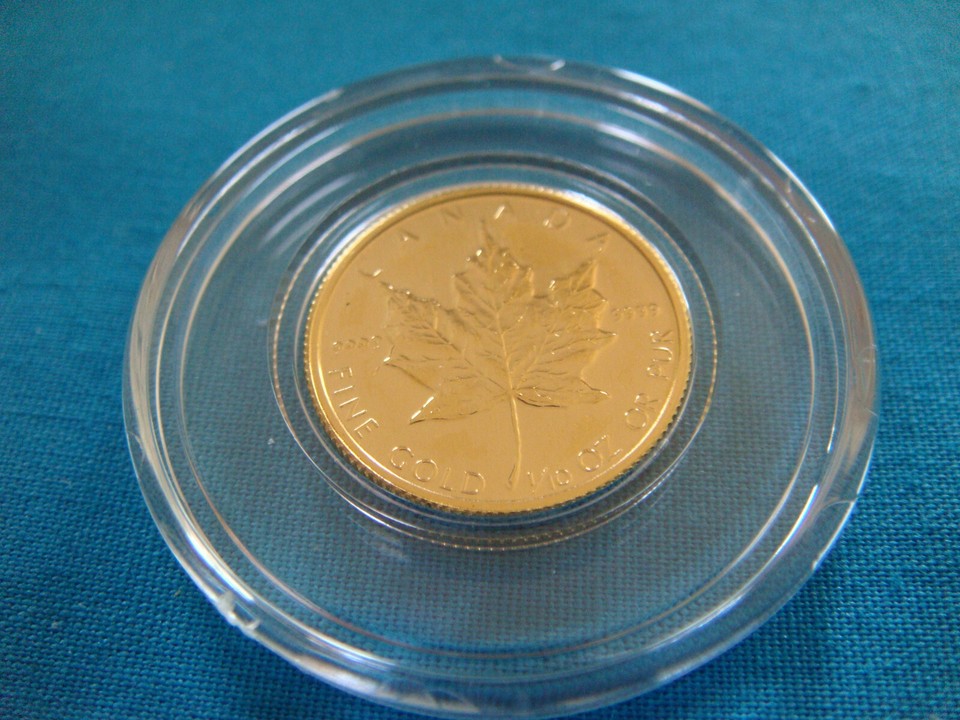 1985-1-10-oz-canada-gold-maple-leaf-5-coin-9999-fine-bu-capsule