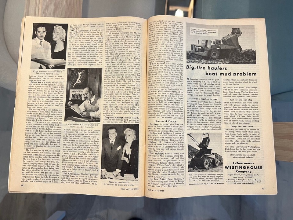 Time Magazine Latin American Edition May 14, 1956 Vol 67 No. 20 Marilyn ...