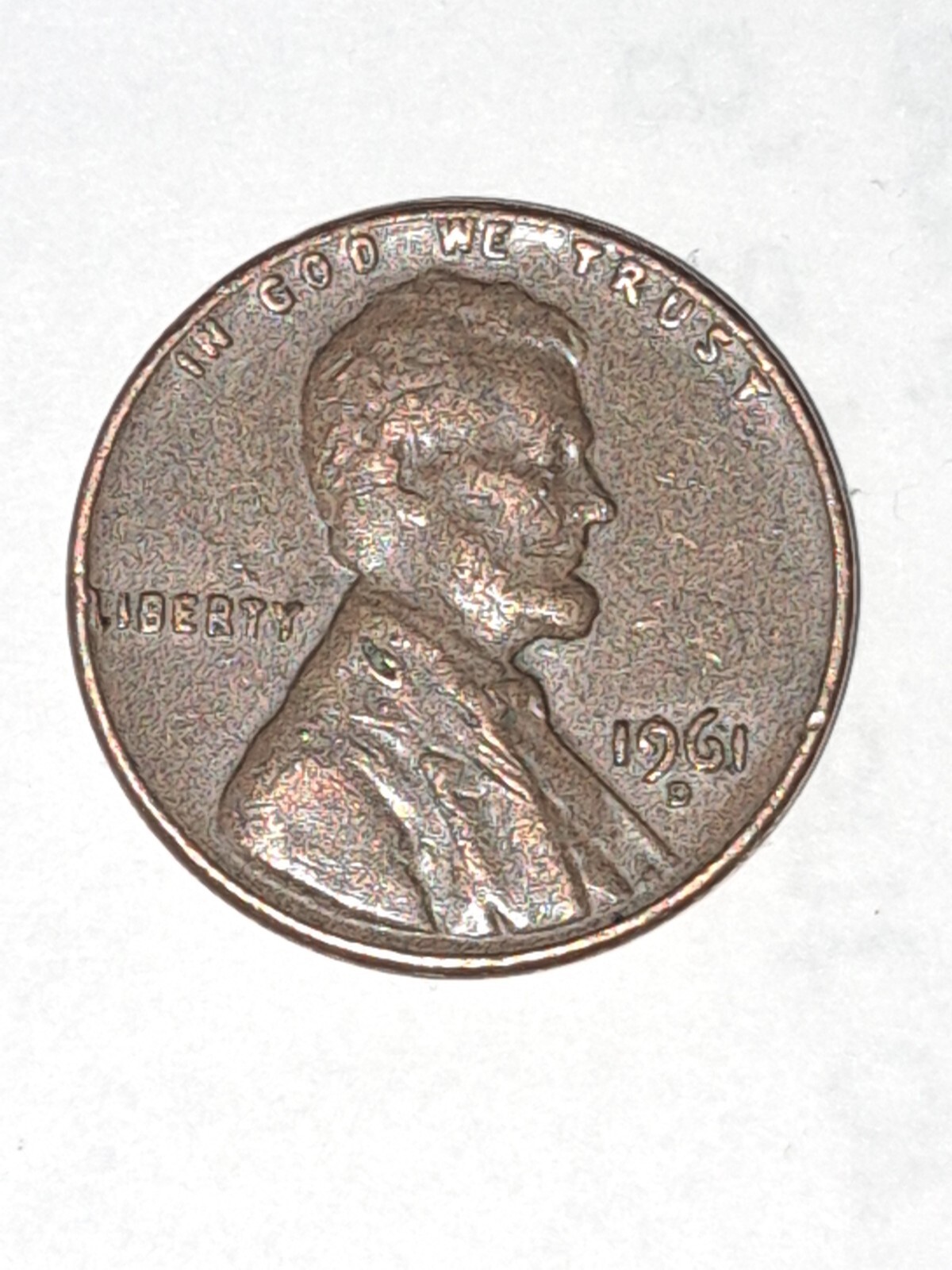 1961 D Lincoln Penny (Liberty) L on edge Tilted Eye Shows a Eye Pupil ...