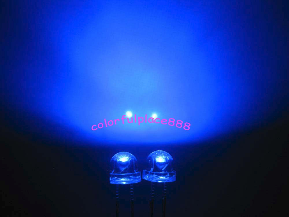 200pcs, 5mm Blue Straw Hat LED 6000MCD Wide Angle Water Clear Leds ...