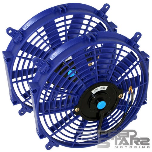 2X 7" 1550 CFM BLUE SLIM ELECTRIC COOLING RADIATOR FAN | eBay