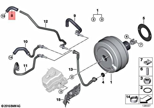 Genuine BMW E81 E82 E84 E87 E87N E88 Brake Servo Unit Hose OEM ...